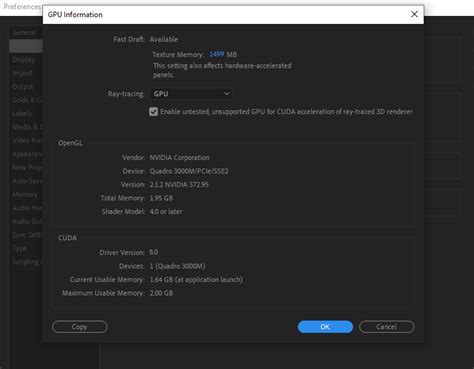mercury gpu acceleration dropdown not showing in a adobe support