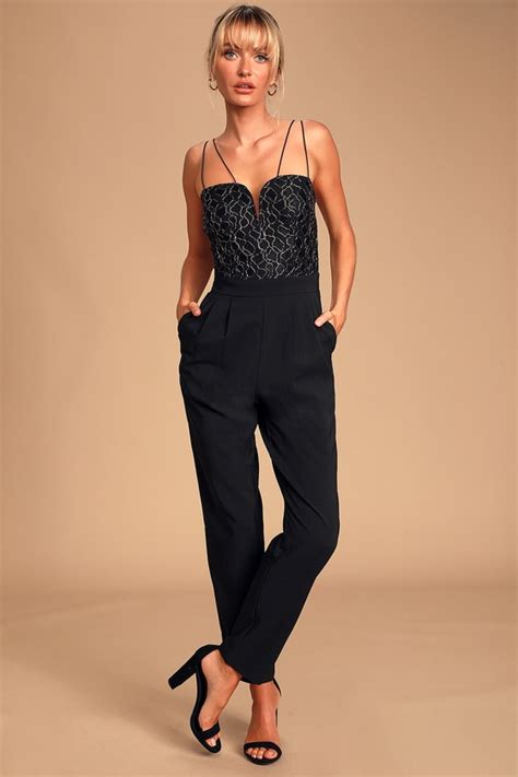 Chic Black Jumpsuit Sleeveless Jumpsuit Lace Jumpsuit Lulus