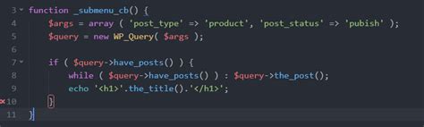 php wordpress how to loop post type to custom dashboard menu