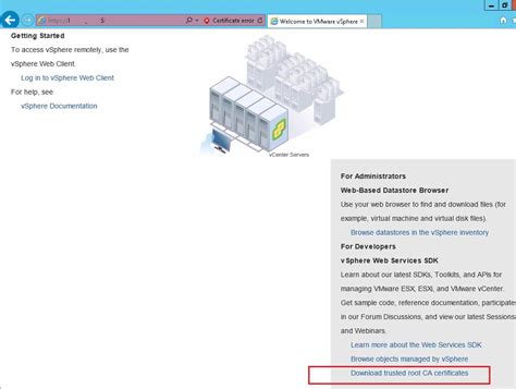 removing vmware vcenter self signed certificate warning