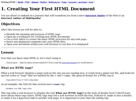 creating your first html document lesson plan for 8th 12th grade