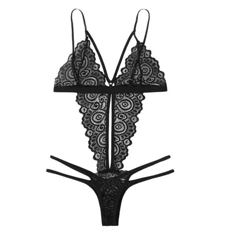Ierhent Womens Lingerie Women One Piece Lingerie Lace Bodysuit Deep V