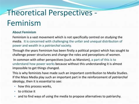 Theoretical Perspectives Feminism Ppt
