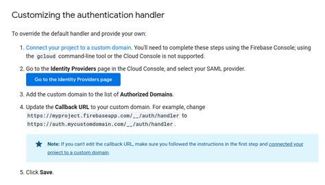 firebase unable to customize authorisation callback url for saml