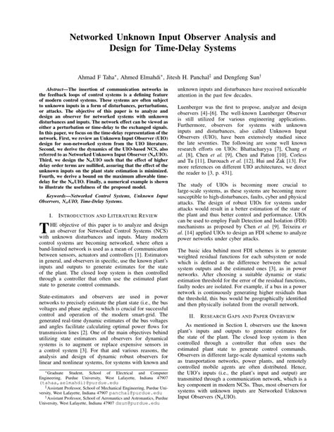 pdf networked unknown input observer analysis and design for time
