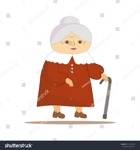 Old Woman Cane Senior Lady Vector Stock Vector Royalty Free 713730994