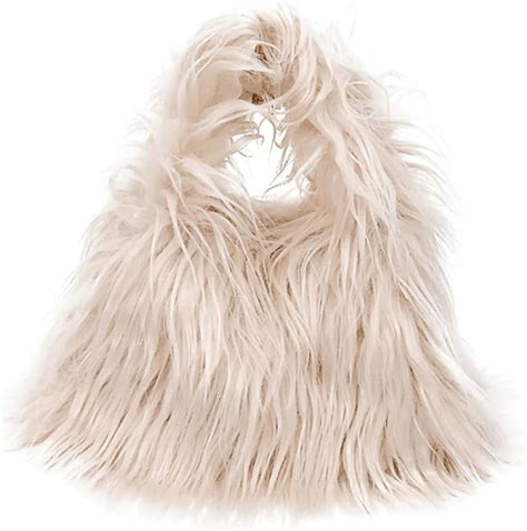 Kukuzhu Furry Hobo Bag For Women Faux Fur Shoulder Crossbody Purse Soft