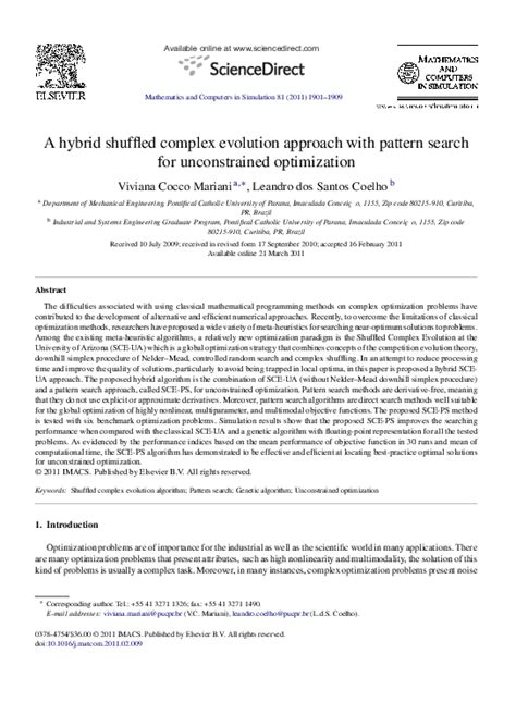 pdf a hybrid shuffled complex evolution approach based on