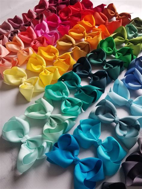 30 Hair Bows 4 Inch 62 Colors 4 Grosgrain Bow Large Grosgrain Hair