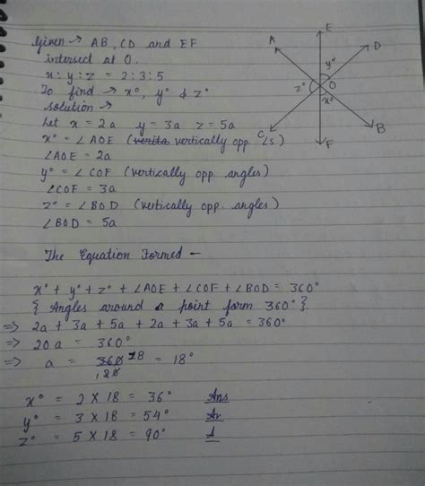 Given Figure Ab Cd And Ef Are Three Lines Intersect At O Find Y