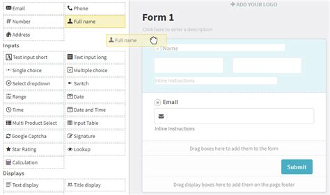 drag and drop form designer