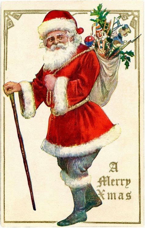 Vintage Santa Claus Christmas Art Fabric Block 7 X 11 Doodaba Etsy