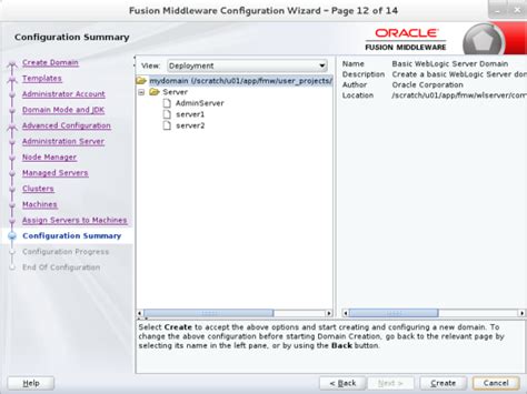 oracle weblogic server 12c 12 2 1 creating a domain