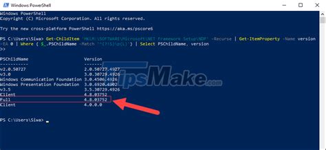 how to check framework version on windows 10