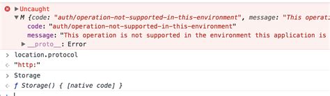 firebase auth auth operation not supported in this environment