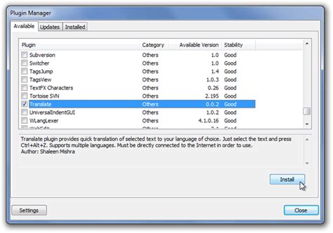 Плагин translate notepad переводит текст между несколькими языками
