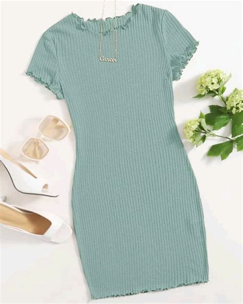 Shein Two Layer Ruffle Sleeve Rib Knit Dress Artofit