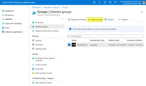 how to recover a deleted office 365 group using powershell