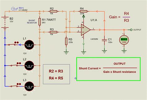 Dc Current Measurement Using Shunt Resistor And Op Amp Circuit