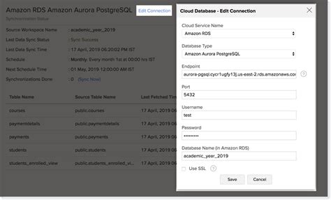 import data from amazon aurora postgresql l zoho analytics help