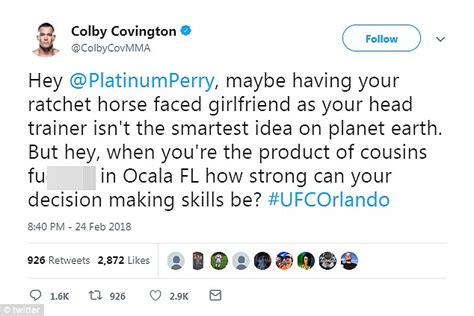 colby covington tweets about rival s girlfriend and incest daily mail