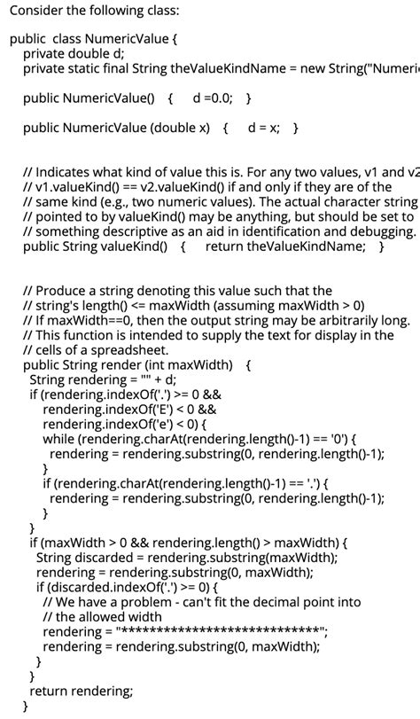 solved consider following class public class numericvalue private