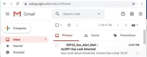 esp32 gas leakage detector with email alert notification