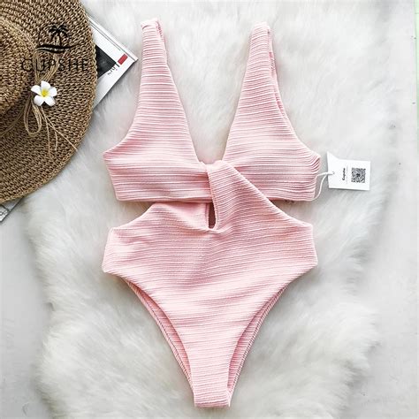 Buy Cupshe Pink Shine For U Solid One Piece Swimsuit