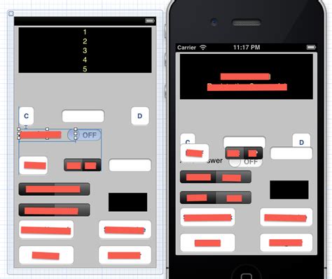 objective c xib vs iphone distorted overlapping objects stack