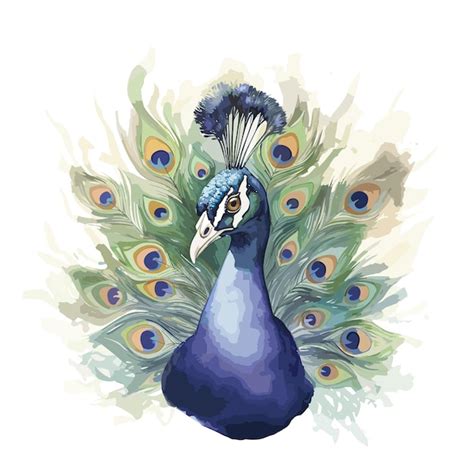 Premium Vector Watercolor Peacock Illustration On White