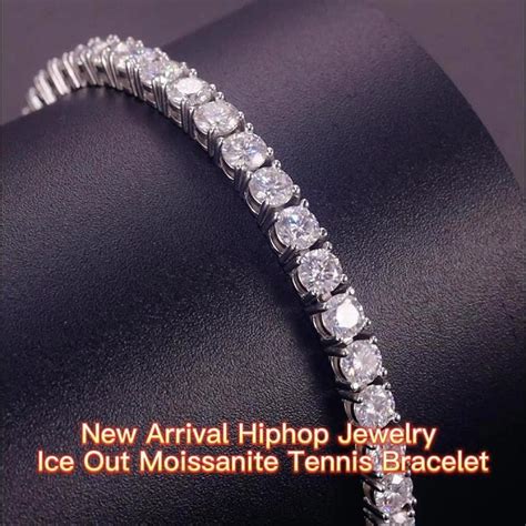 Fashion Hip Hop Gra 4mm Vvs Moissanite Diamond Tennis Bracelet Womens