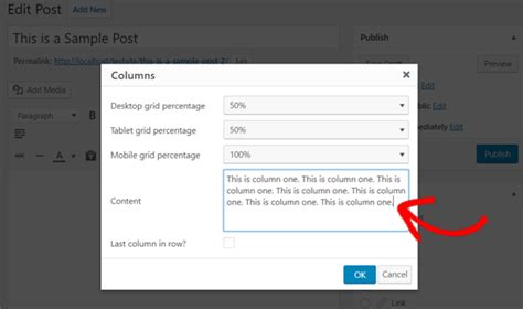 how to add multi column content in wordpress no html required
