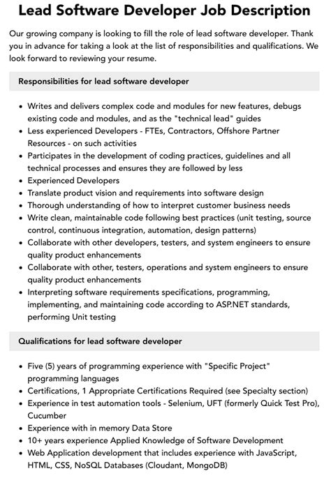 what are the roles and responsibilities of software developer