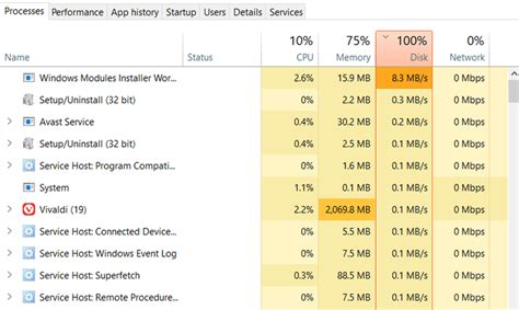 how to fix 100 disk usage in windows 10