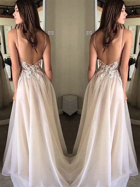 A Line Princess Spaghetti Straps Sleeveless Sweep Brush Train Applique