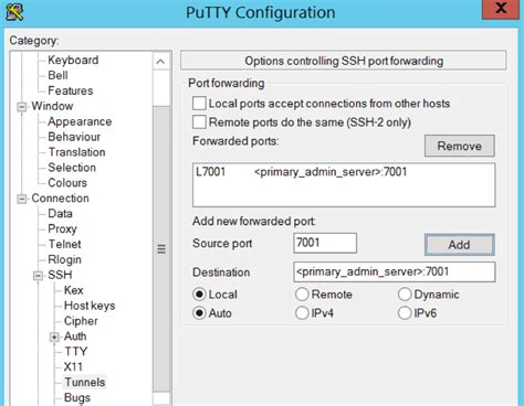set up an ssh tunnel to access the oracle wls administration console