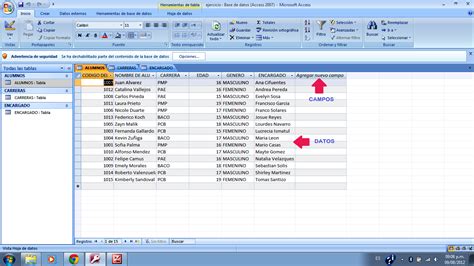 mundo del conocimiento tabla de access