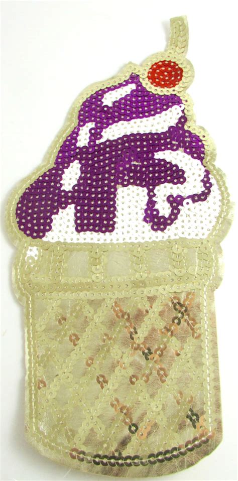 Ice Cream Cone Appliqué With Multicolor Sequins Iron On Etsy