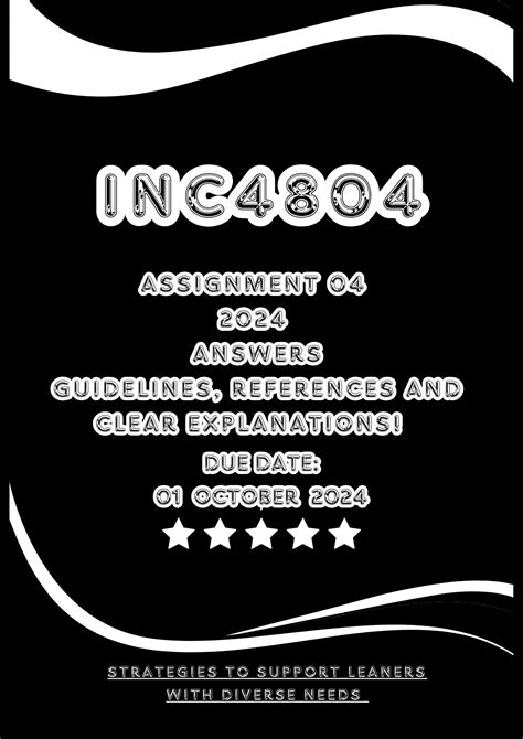 Inc4804 Assignment 04 Complete Answers {due Date 01 October 2024