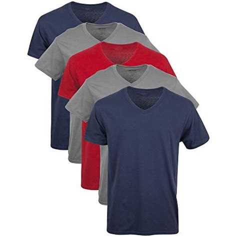 Gildan Gildan Mens V Neck T Shirts Multipack Navy Charcoal Red 6