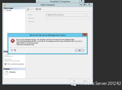 sql server problems attaching a ssas database unix server solutions