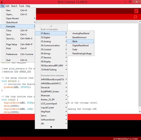 program example for msp430g2 launchpad