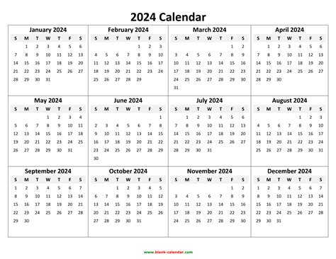 Printable 2024 Calendar Year