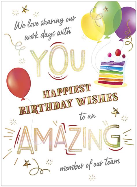 Coworker Birthday Card Employee Birthday Cards Posty Cards