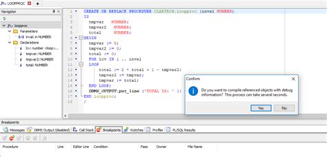 debugging pl sql code with toad for oracle