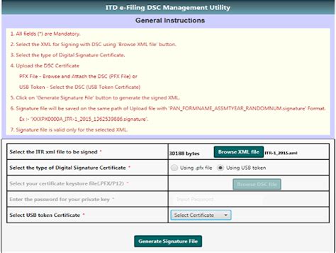 guidelines for using e filing dsc management utility