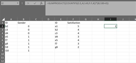 worksheet function excel formula to match unique id