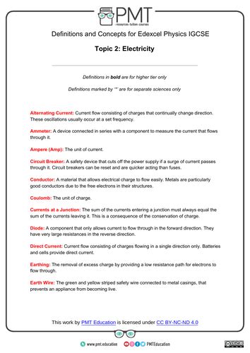 edexcel igcse physics definitions teaching resources
