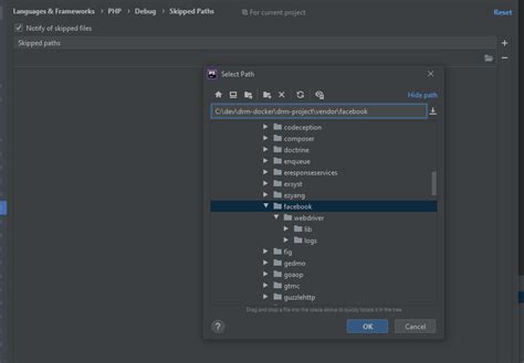 how do i skip paths and or files while debugging ides support