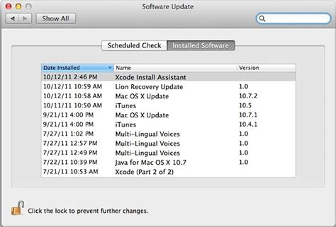 check what software updates have been installed in mac os x
